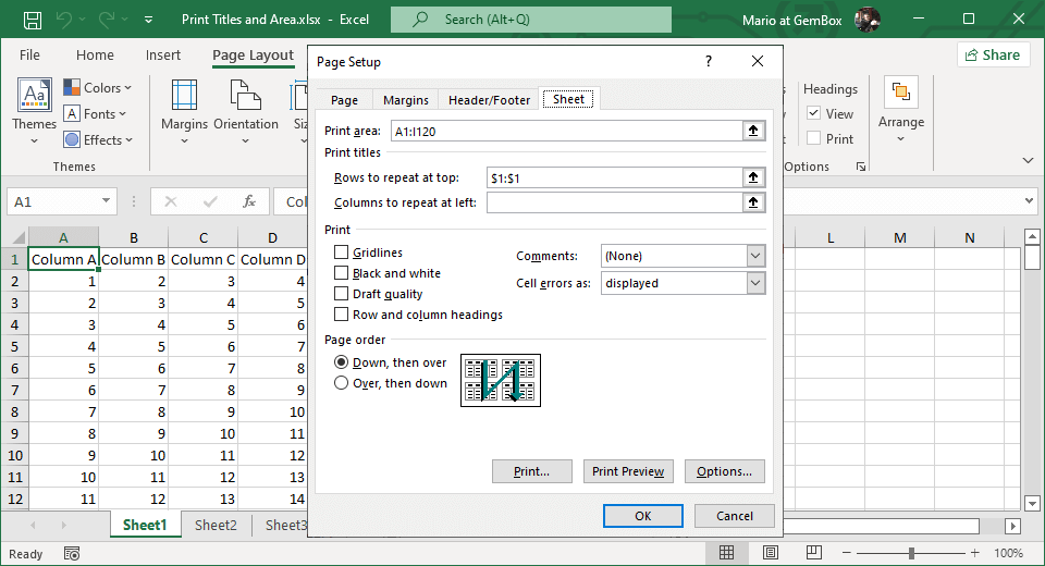 Set Print Titles And Area In Excel Files In C And VB NET