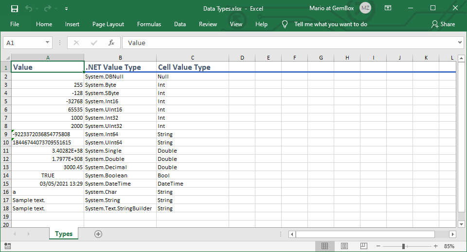Excel Cell Data Types Gembox Spreadsheet For Java Example Riset